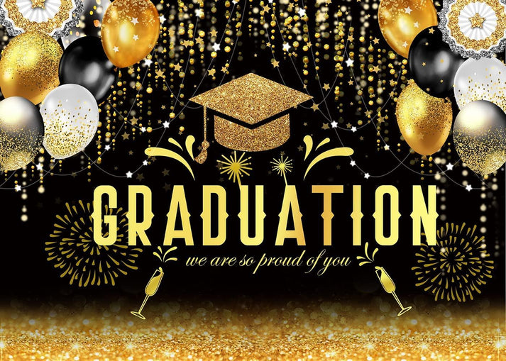 2023 Class Graduation Photography Backdrop Black Gold Glitter Graduati ...