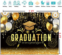 2023 Class Graduation Photography Backdrop Black Gold Glitter Graduati ...