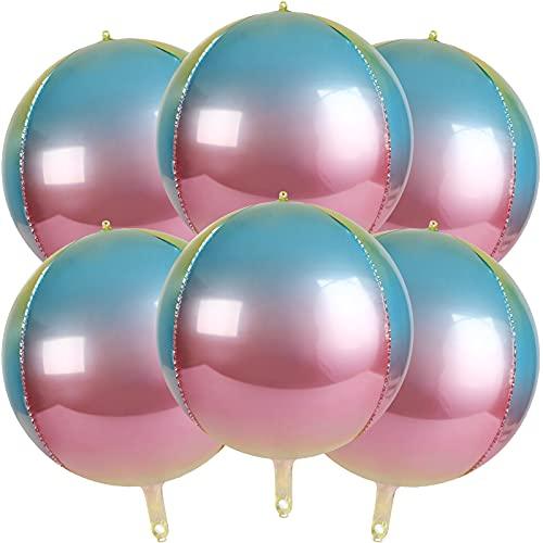 4D Balloons 6Pcs 22 inch Gradient Rainbow Mylar Foil Balloons for Birt ...