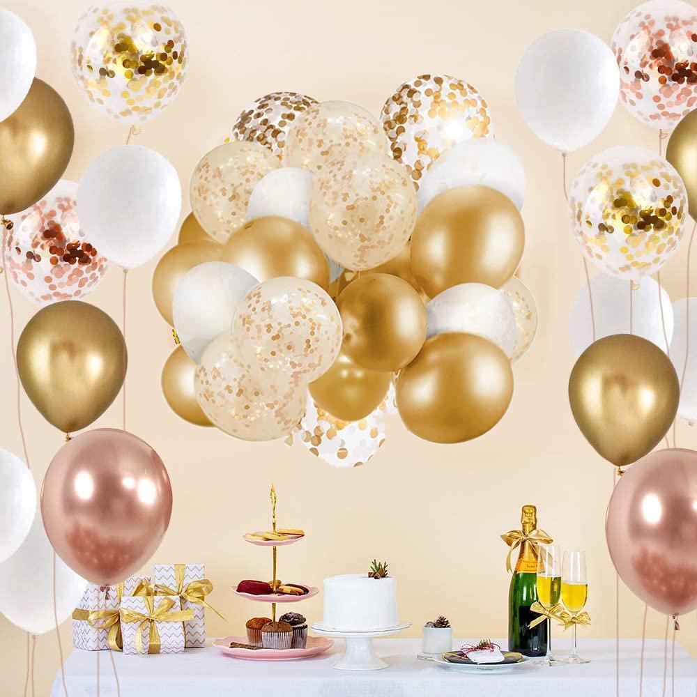 60pcs 12 Inch Latex Party Balloons with Gold Confetti for Party Decora ...