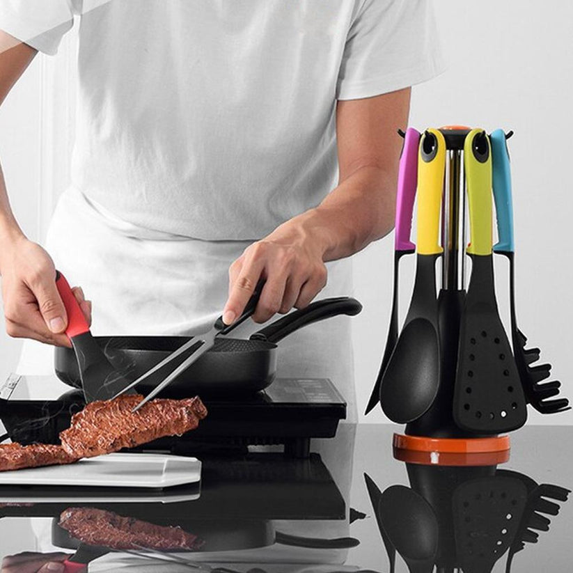 7 Piece Carousel Kitchen Utensil Tool Set With Rotating Storage ...