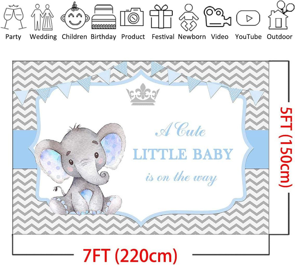 Boy Elephant Baby Shower Backdrop Little Baby Elephant Baby Shower Pho ...