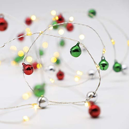 Christmas String Lights 10ft 60 LEDs 60 Jingle Bells Copper Wire with ...