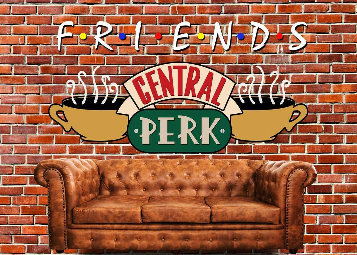 Friends Central Perk Theme Backdrop Red Brick Wall Retro Pub Sofa and ...
