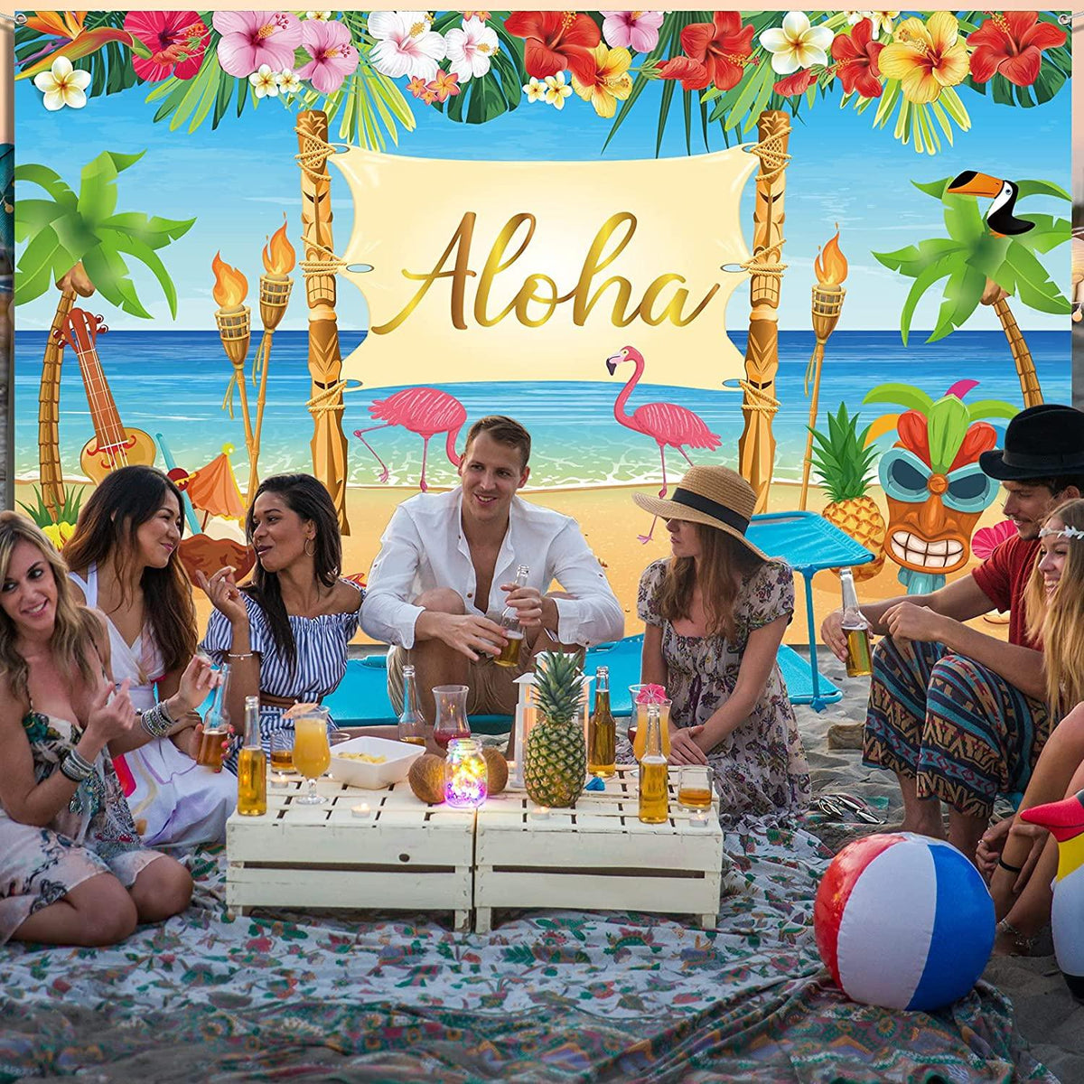 Hawaiian Aloha Party Decoration, Extra Large Summer Luau Beach Party B ...
