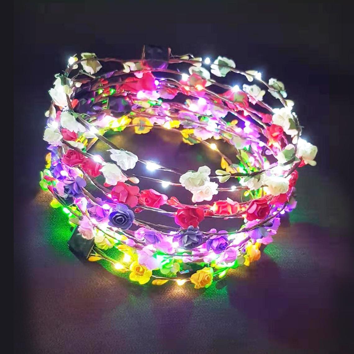 Led Flower Crown 20 Pieces Light Up Led Flower Wreath, Led Flower Head ...