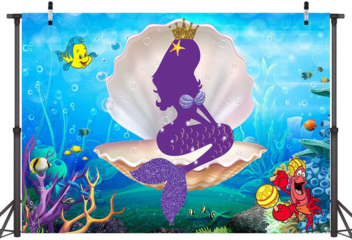 Mermaid Theme Photography Backdrop Little Mermaid Princess Underwater ...