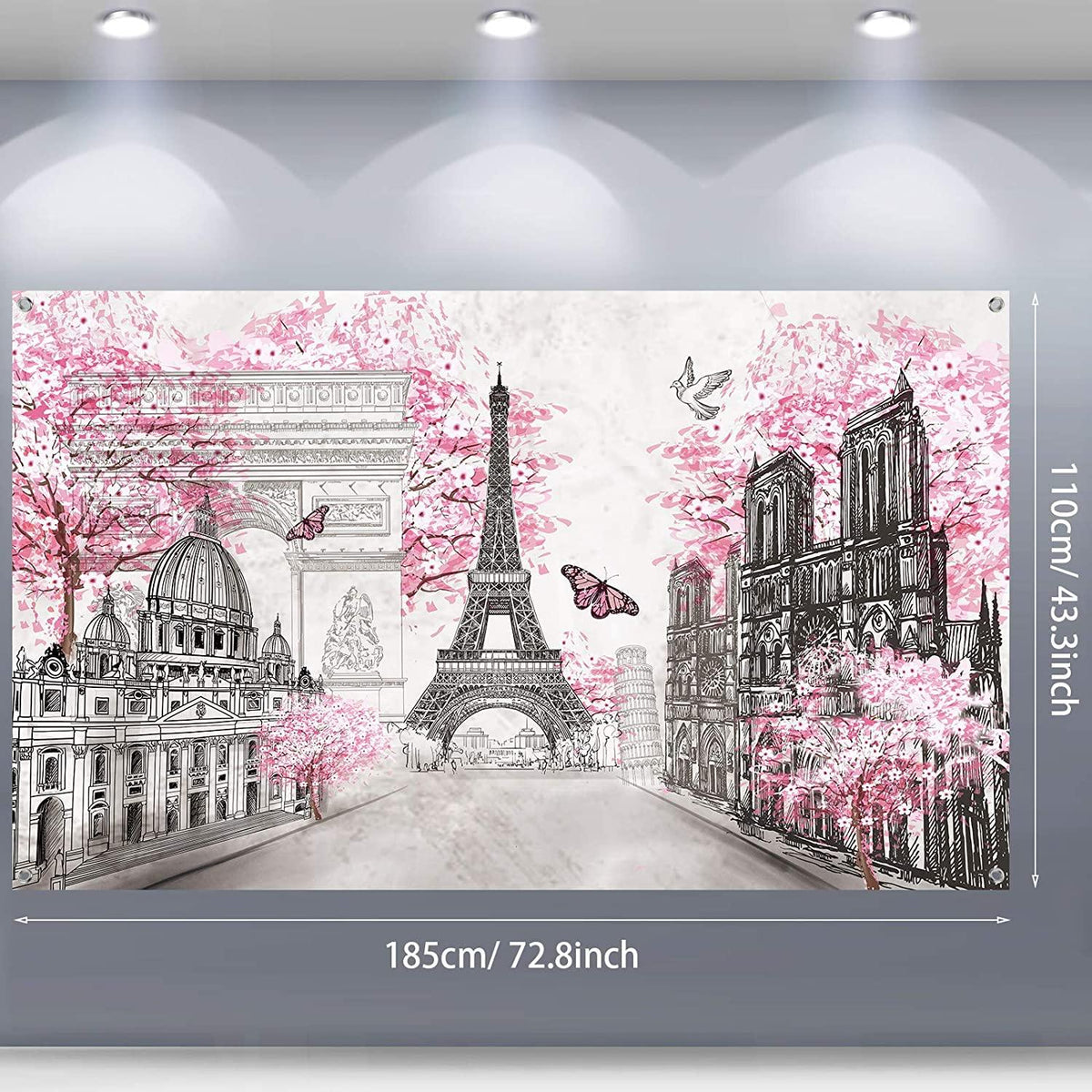 Paris Tapestry Backdrop Paris Wall Art Eiffel Tower Photo Banner Backg ...