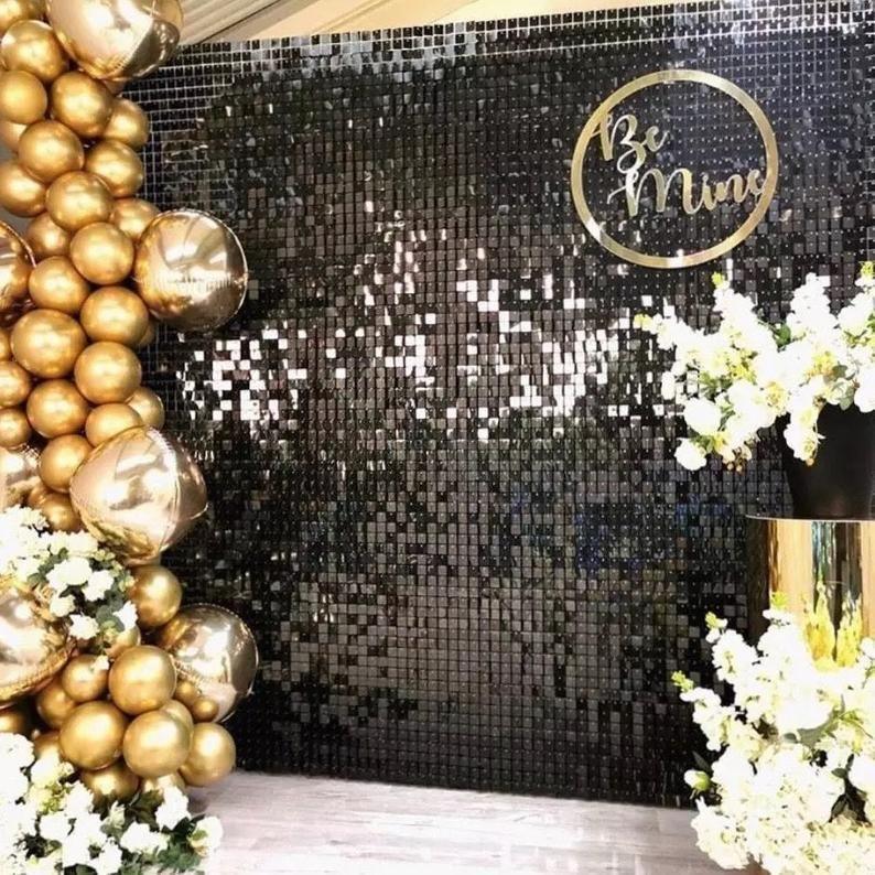 gold sequin wall panel