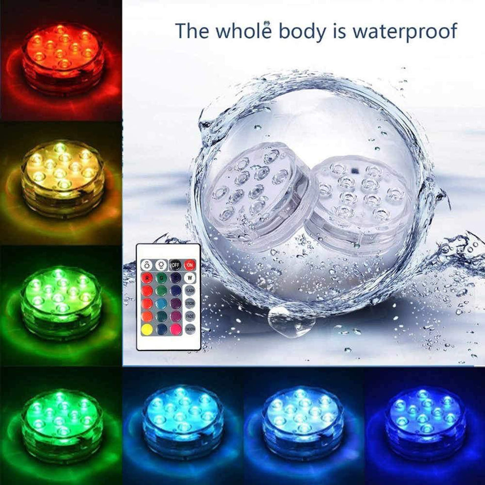 Submersible Led Lights, Remote Controlled Waterproof Multi Color Under ...